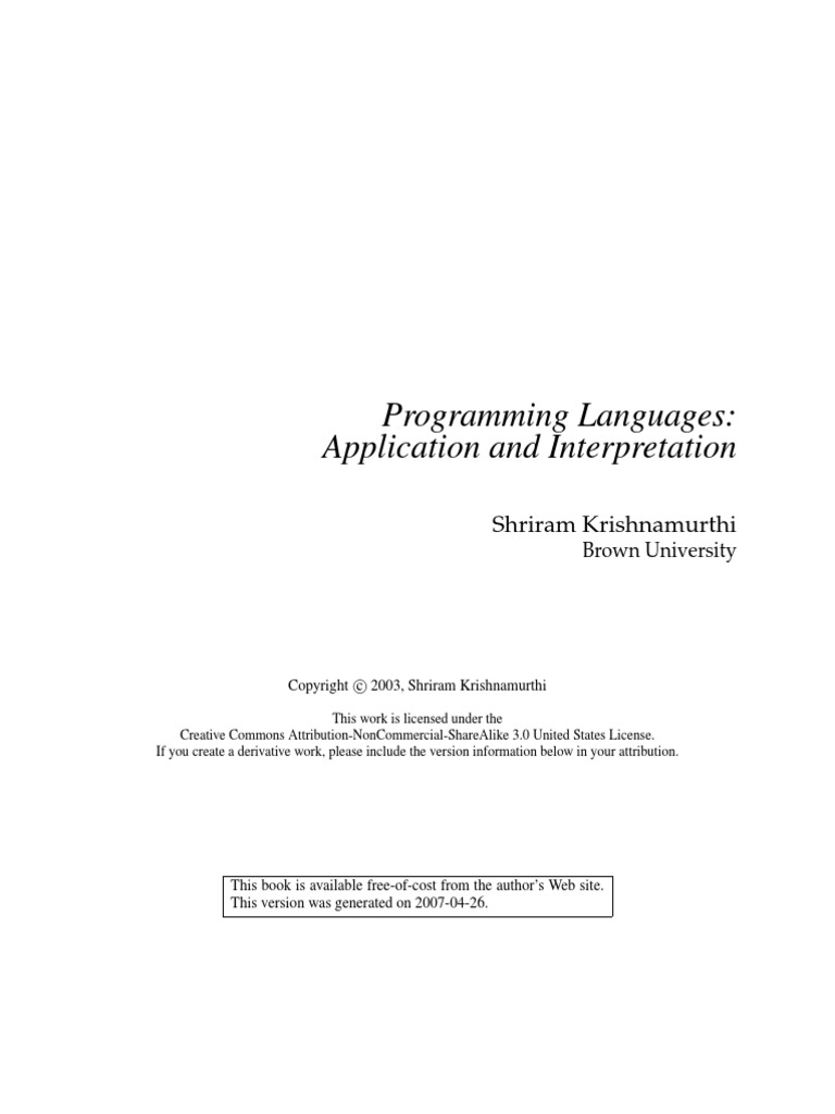 Programming Languages: Application and Interpretation | PDF | Scheme ...