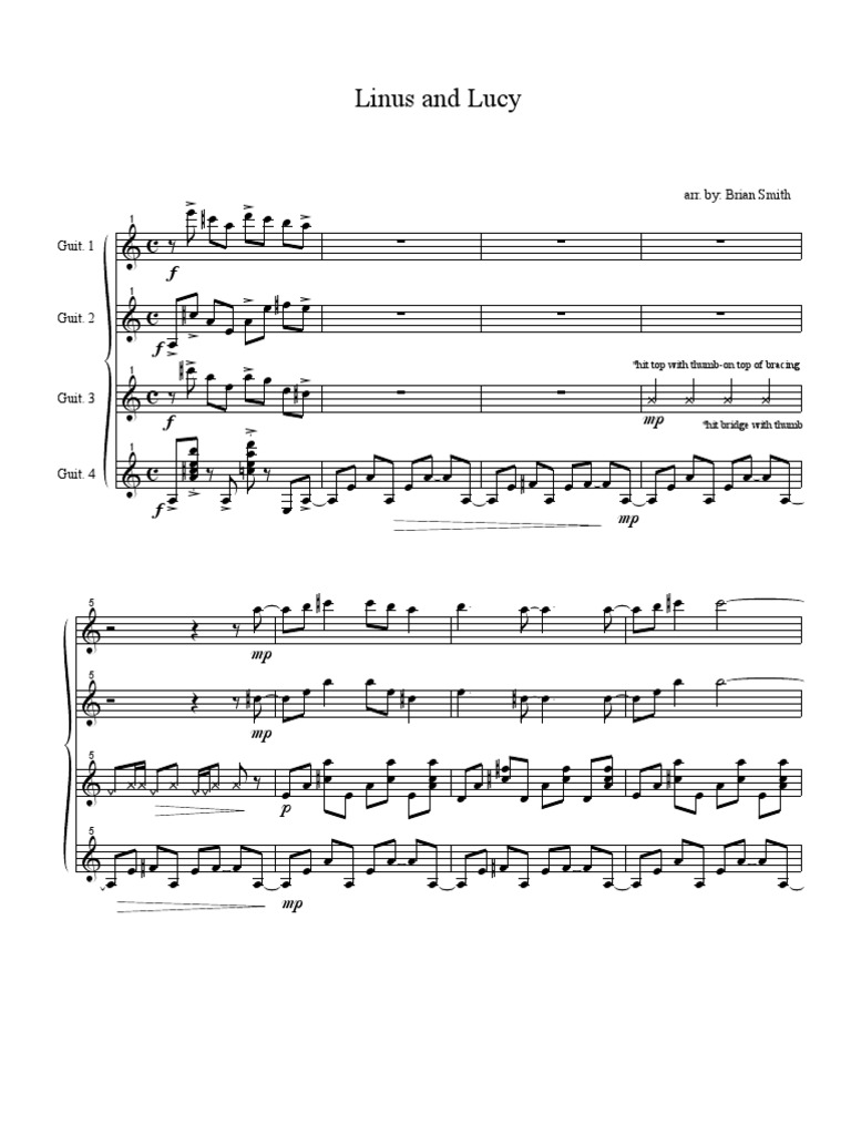 Linus and Lucy Score | PDF | Instruments de musique celtiques | Luths à ...