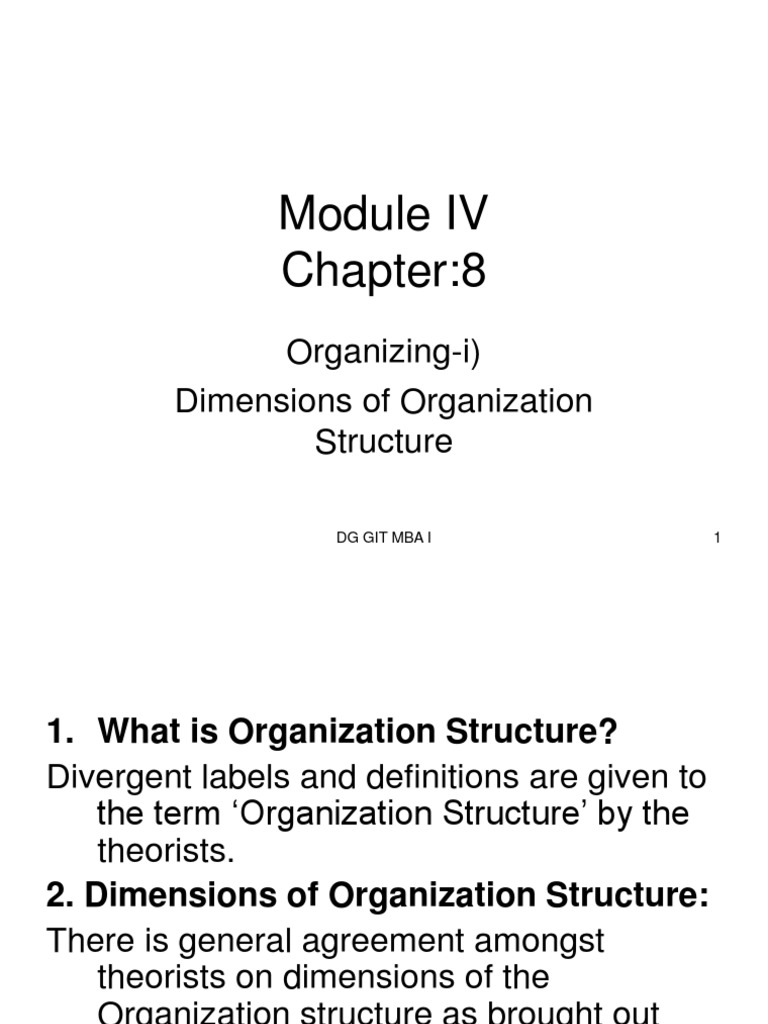 8-Dimensions of Organization Structure | PDF | Division Of Labour ...