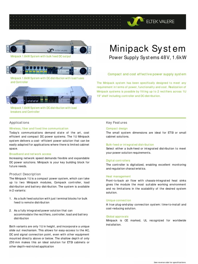 Minipack 1U Power Supply System | PDF | Fuse (Electrical) | Rectifier