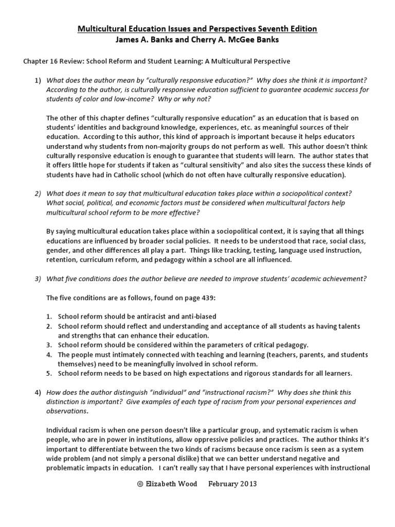 Multicultural Education Issues and Perspectives Seventh Edition ...
