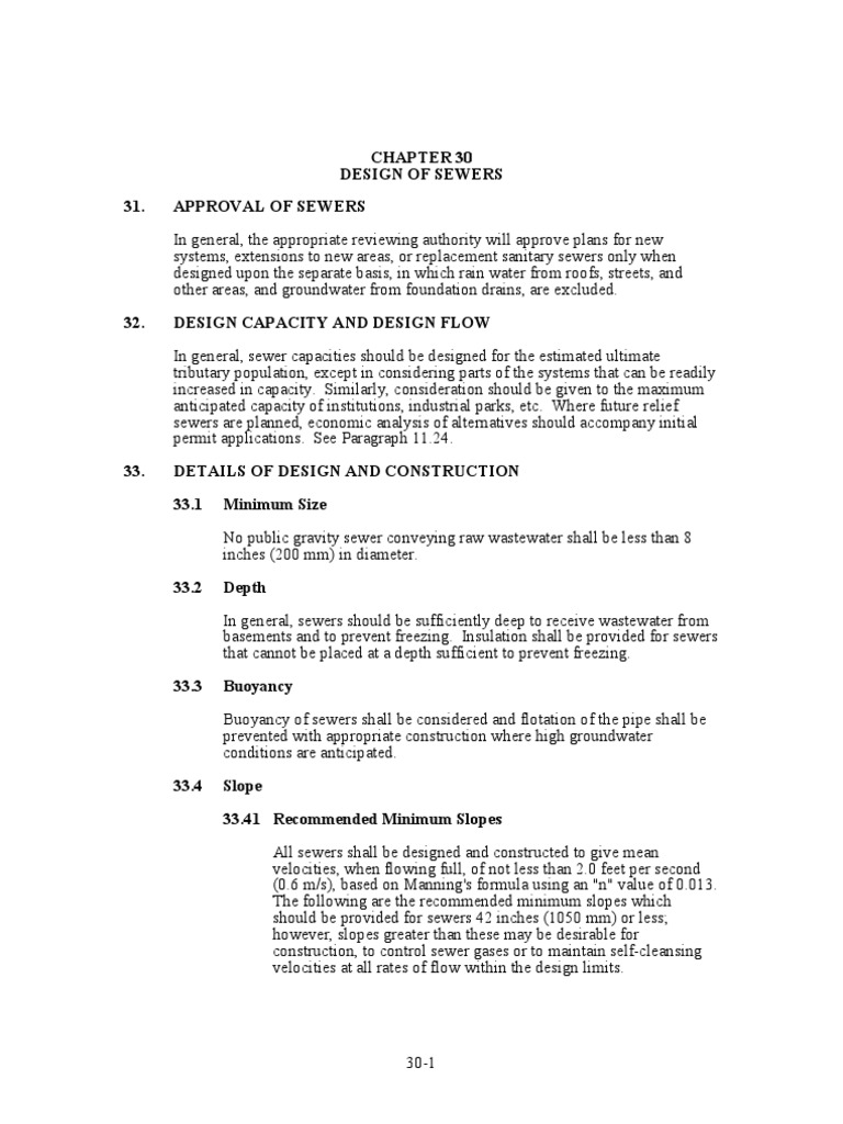 6 Ten States Standards 2004 - Chapter 30 - Design of Sewers | PDF ...