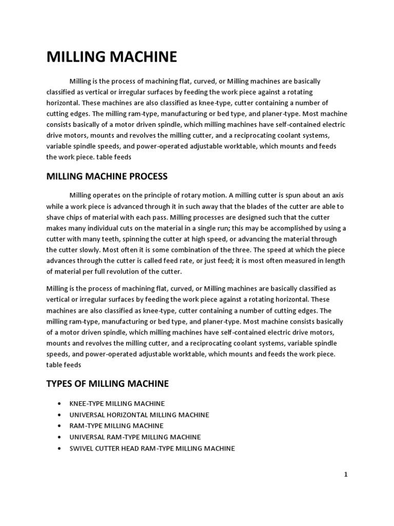 Milling Machine Report Dely | PDF | Drill | Screw