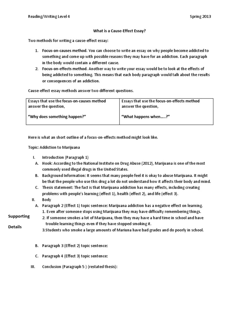 Cause-Effect Essay Writing Guide | PDF