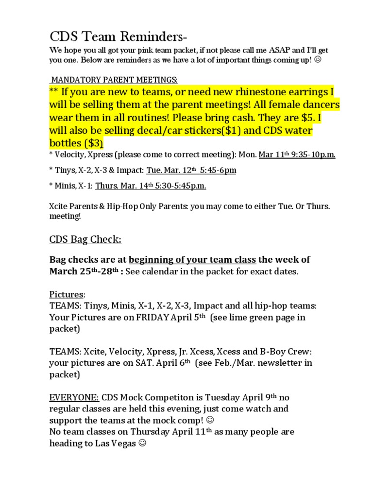 Team Reminders | PDF