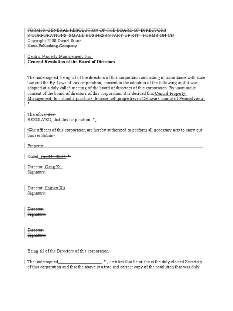 General Resolution of The Board of Directors | PDF | Law