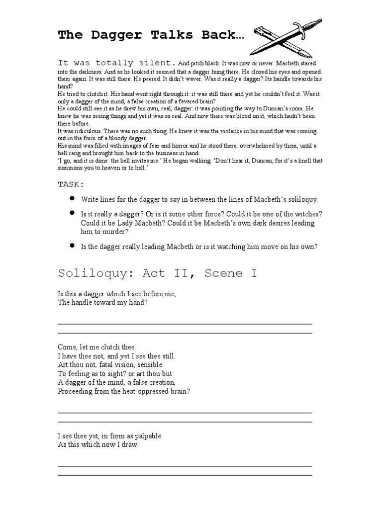Macbeth's Dagger Soliloquy Analysis | PDF | Macbeth