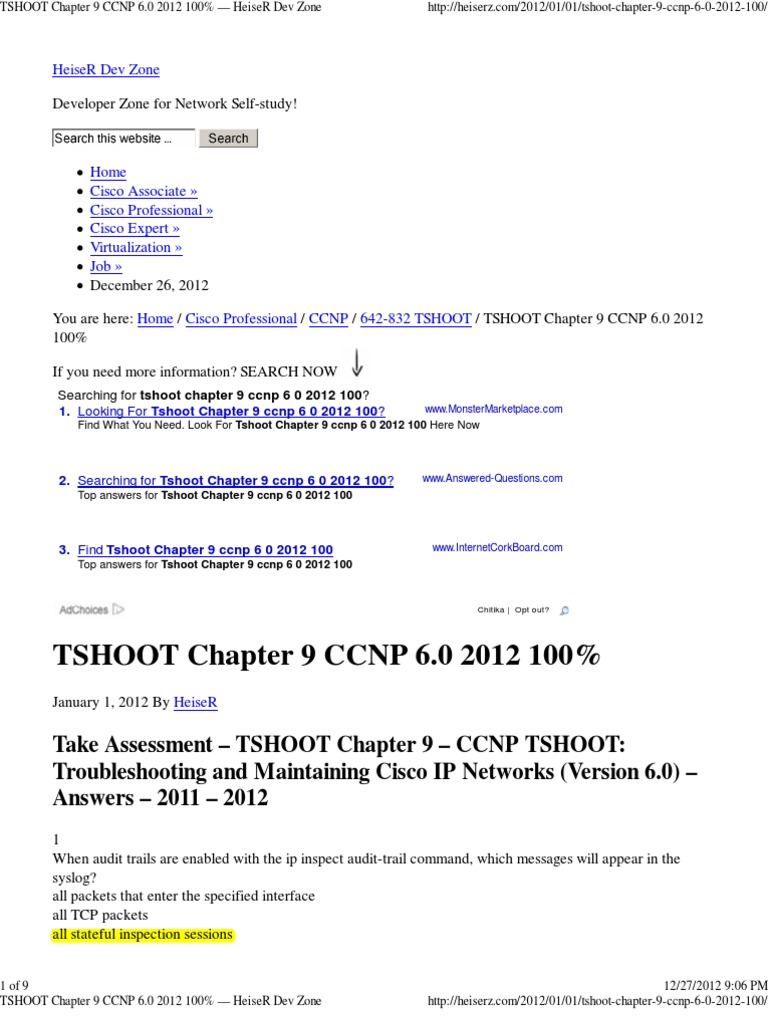 Tshoot Chapter 9 CCNP 6 | Download Free PDF | Router (Computing) | Radius Tshoot Chapter 9 CCNP 6 | Download Free PDF | Router (Computing) | Radius
