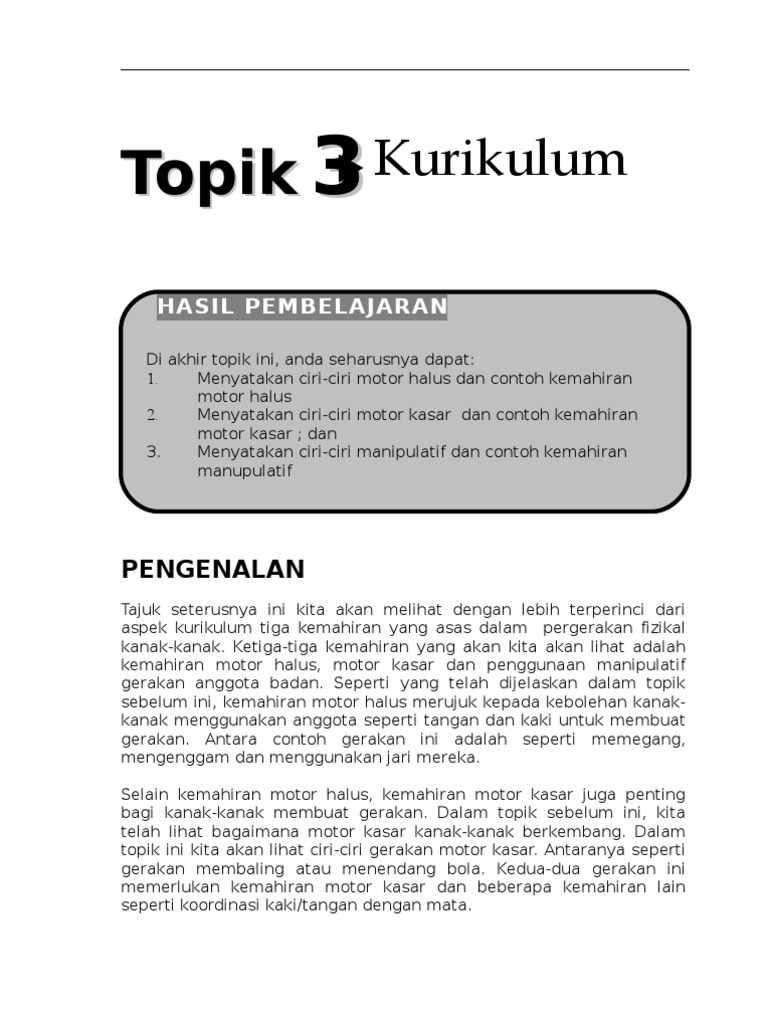 Perkembangan Motor Halus Dan Kasar Kanak-Kanak | PDF