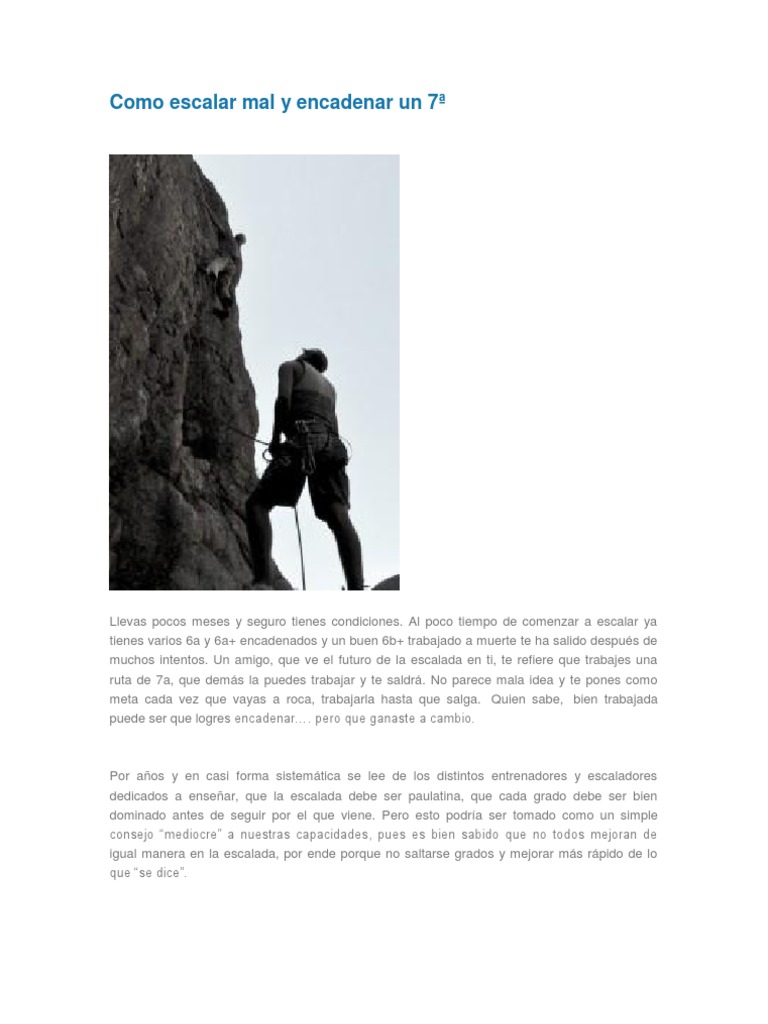 Como Escalar Mal y Encadenar Un 7 | PDF | Escalada de roca | Evolución