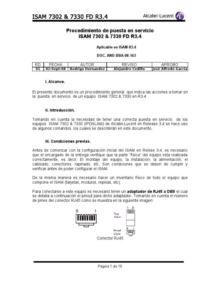 and-BBA-08-163 Procedimiento de Puesta en Servicio ISAM 7302 & 7330 FD ...
