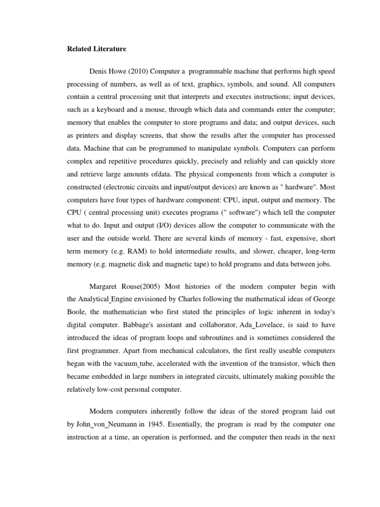 Example of Related Literature | PDF | Computer Monitor | Printer ...