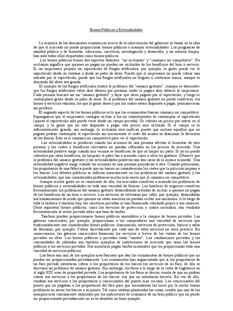 Bienes Públicos y Externalidades. | PDF | Exterioridad | Bien público