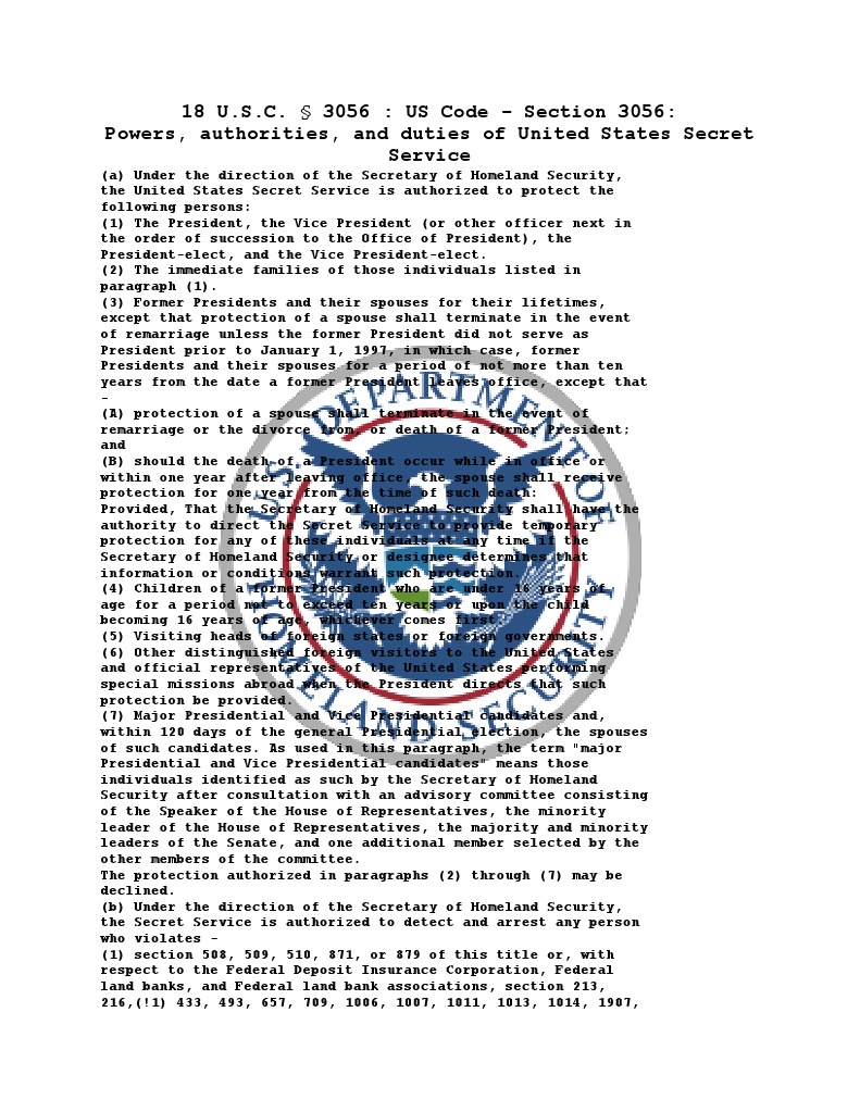 18 U.S.C. 3056: US Code - Section 3056: Powers, Authorities, and Duties ...