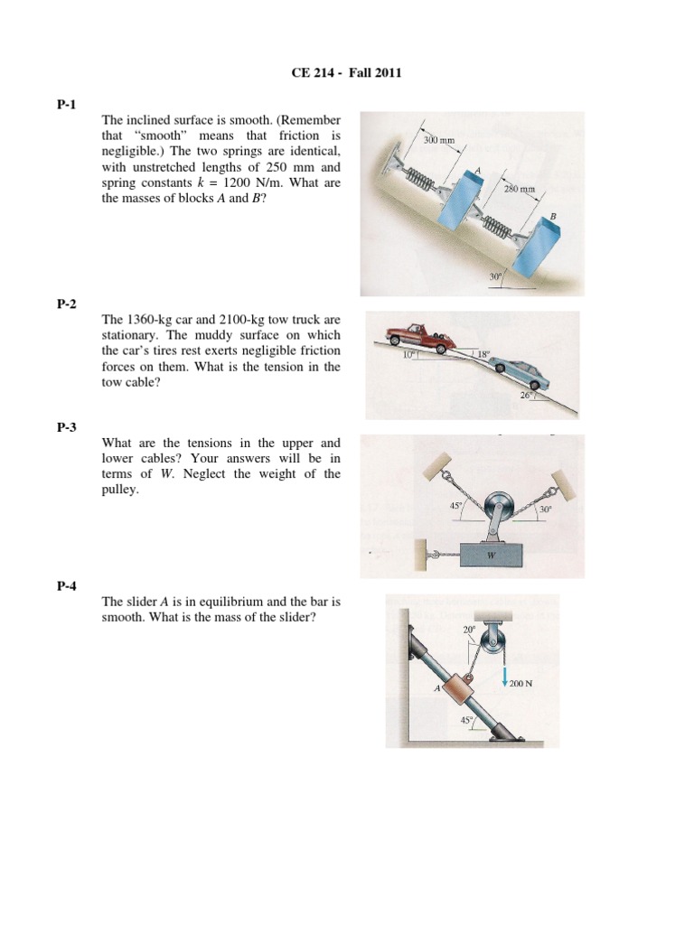 Bedford Statics Practice Problems | PDF | Force | Mass