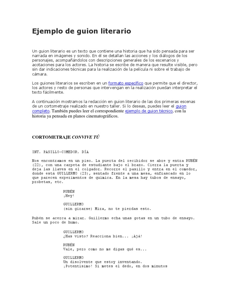 Ejemplo de Guion Literario | PDF