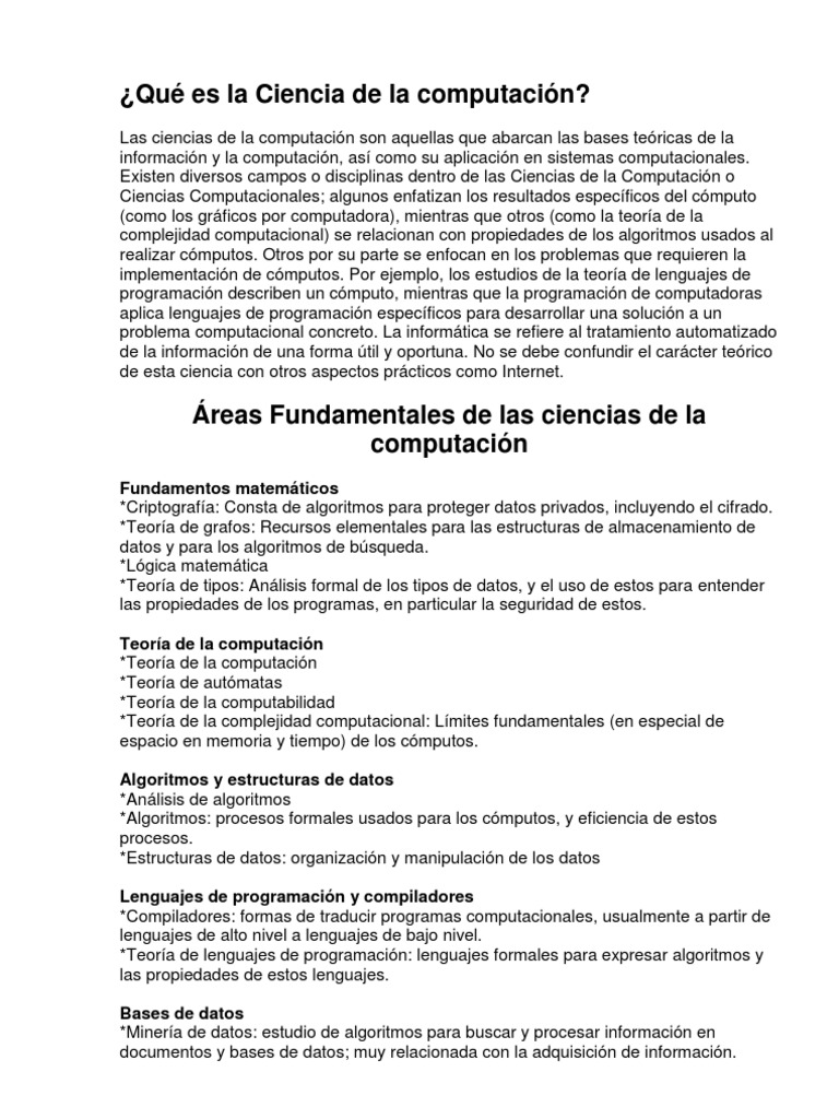Qué Es La Ciencia de La Computación | PDF | Ciencias de la Computación ...