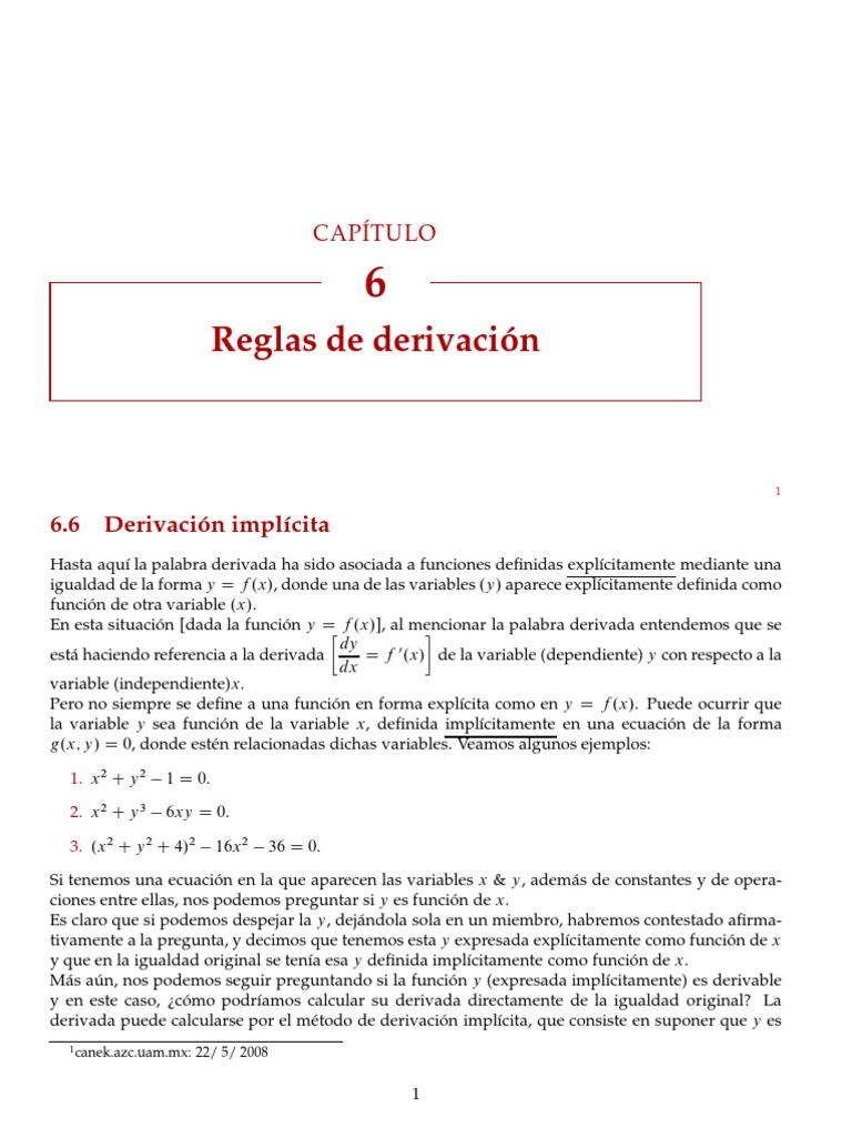 Derivacion Implicita PDF | PDF | Derivado | Función (Matemáticas)