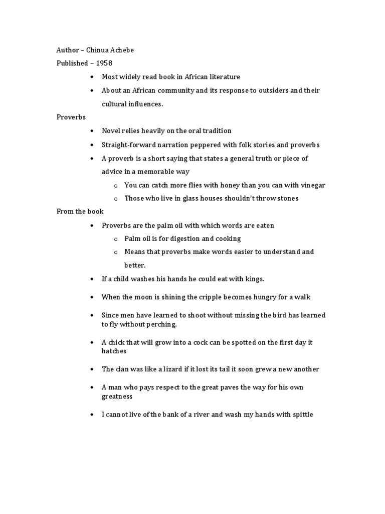 Proverbs in "Things Fall Apart" | PDF