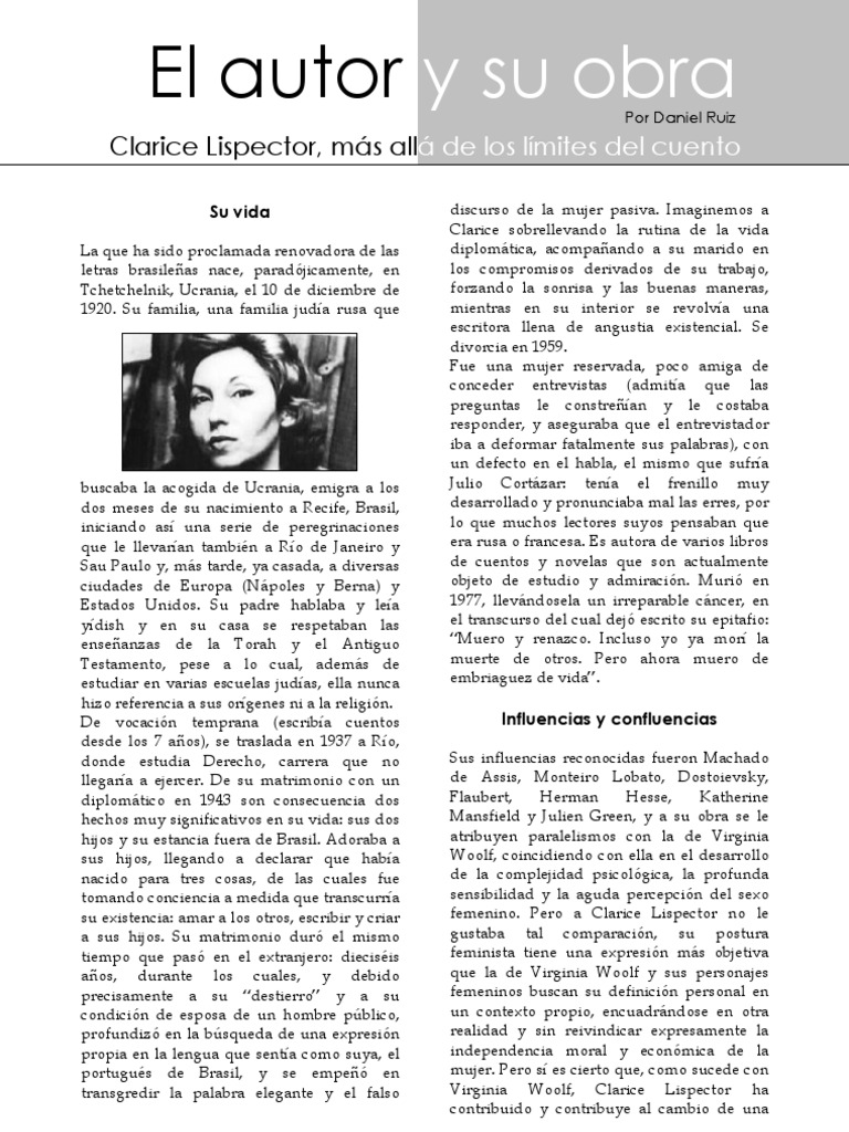 Clarice Lispector: Vida y Obra | PDF | Cuentos | James Joyce