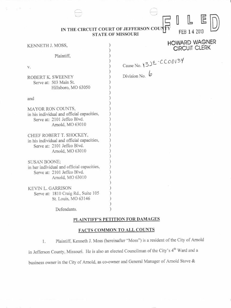 Kenneth Moss vs. City Officials Lawsuit | PDF | Damages | Defamation