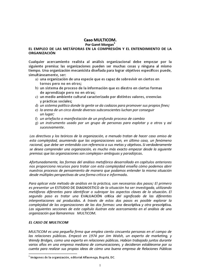 1-1 Caso Multicom | PDF | Metáfora | Burocracia