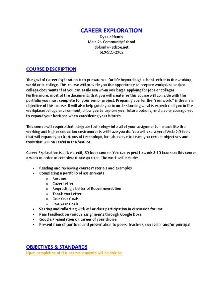 Career Exploration Course Overview | PDF | Résumé | Internet