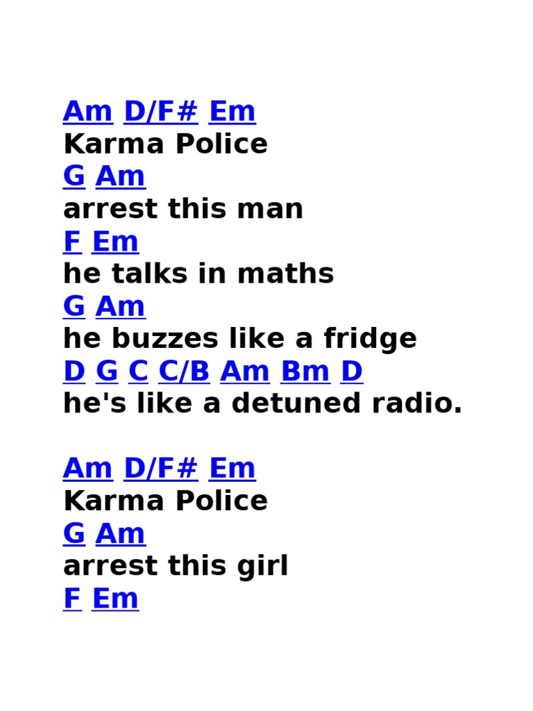 Radiohead - Karma Police Chords | PDF