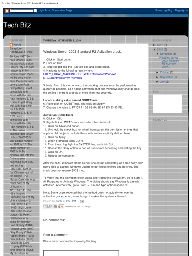 Tech Bitz - Windows Server 2003 Standard R2 Activation Crack PDF | PDF | Windows Server 2003 ...