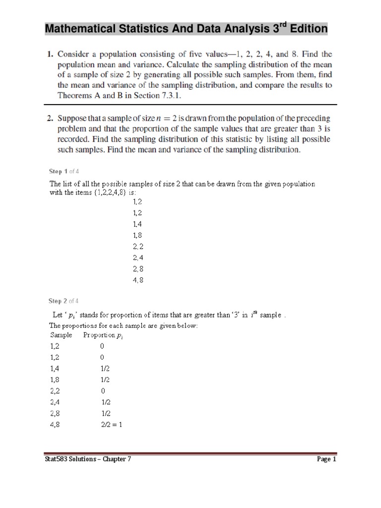 Mathematical Statistics And Data Analysis 3rd Edition - Chapter7 ...