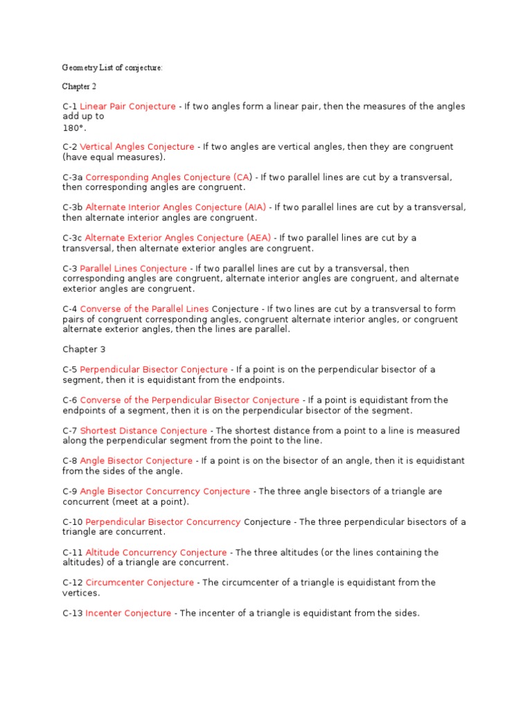 Geometry List of Conjecture | PDF | Triangle | Perpendicular