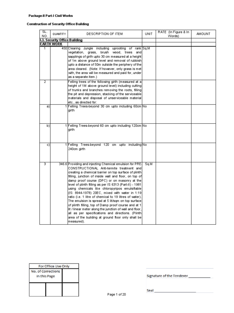 Civil Works BOQ for Security Office | PDF | Framing (Construction ...