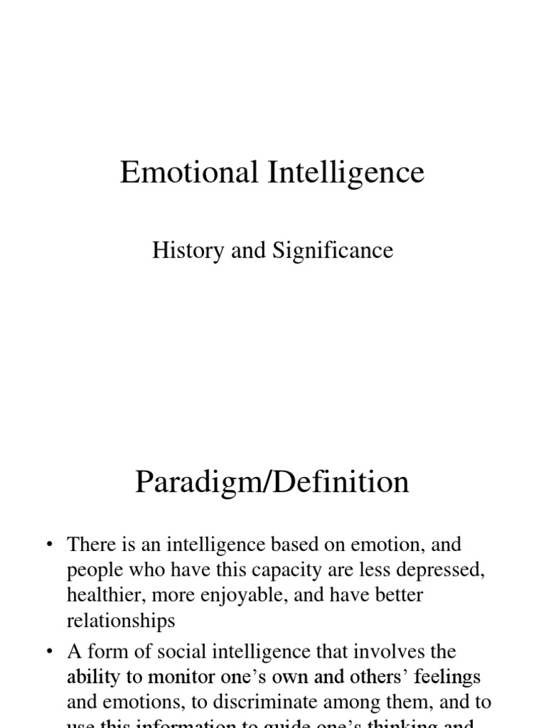 Emotional Intelligence: History and Significance | PDF | Emotional ...