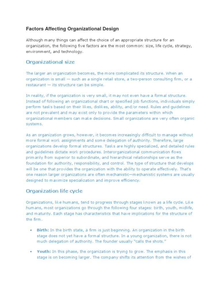 Factors Affecting Organizational Structure | Download Free PDF ...