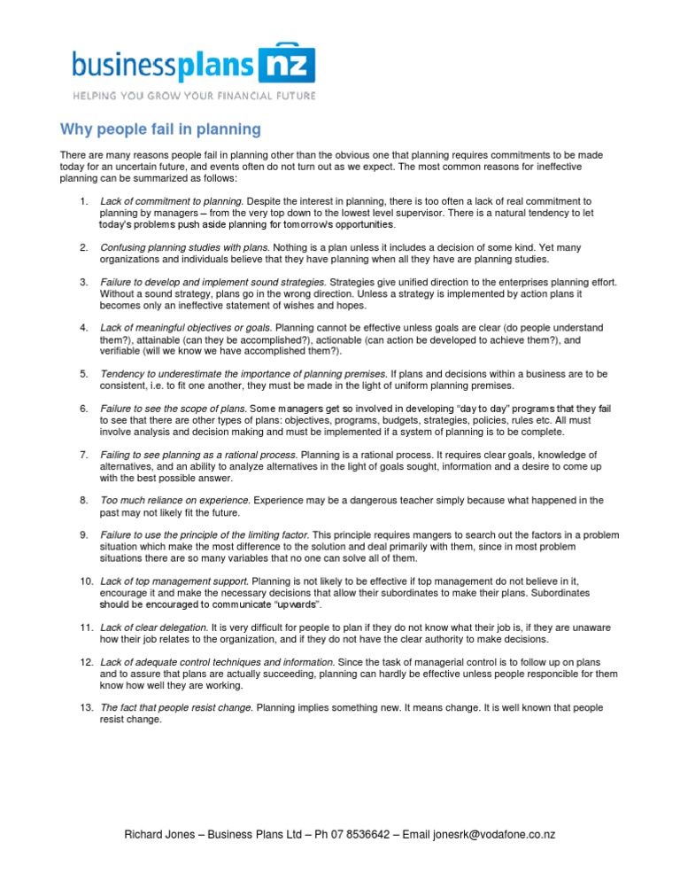 Reasons for Planning Failures | PDF | Goal | Cognitive Science
