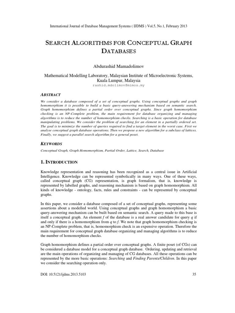 Search Algorithms For Conceptual Graph Databases | PDF | Theoretical Computer Science | Discrete ...