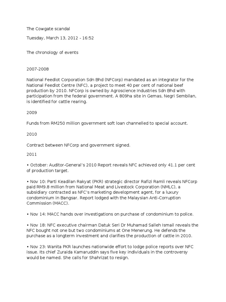 Chronology of The NFCorp Issue | PDF | Malaysia | Government