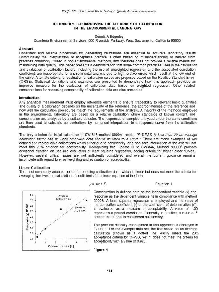 Techniques For Improving The Accuracy of Calibration in The Environmental Laboratory | PDF ...