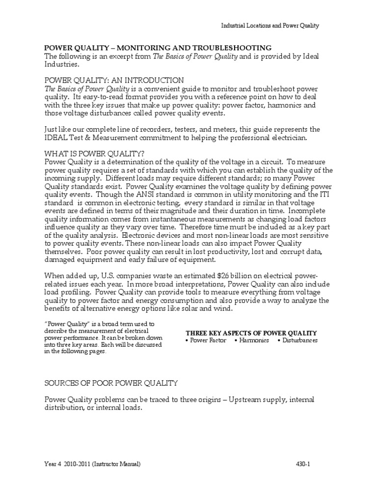 Power Quality Booklet PDF | PDF