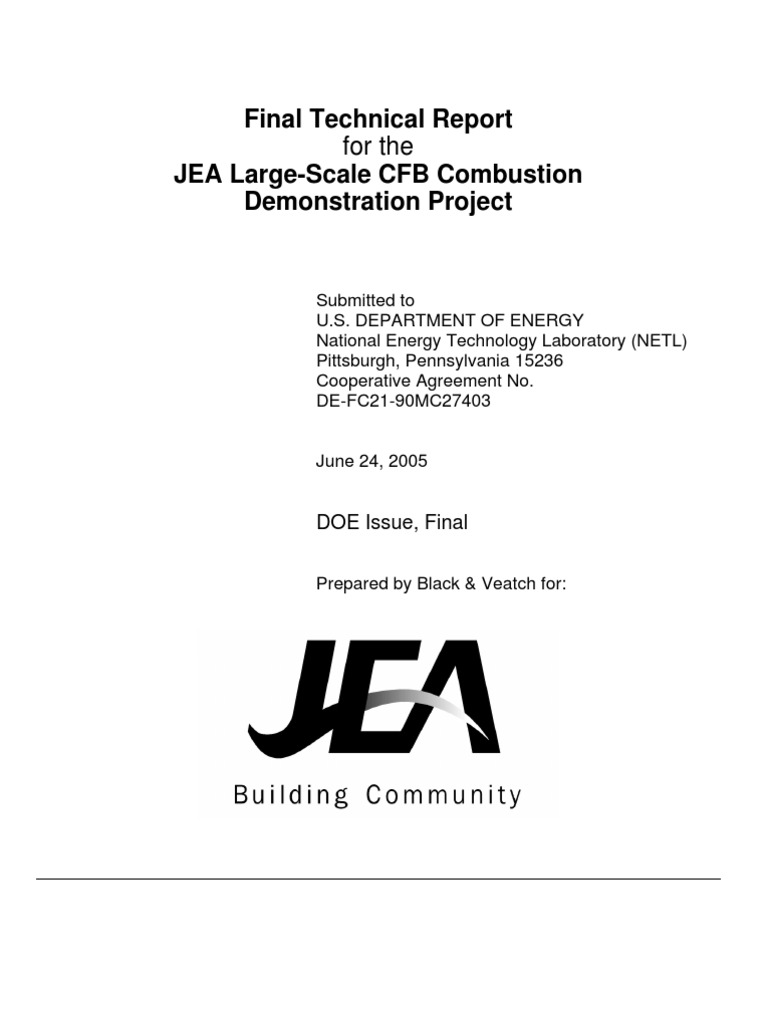 Jea Final Technical Report | PDF | Furnace | Coal