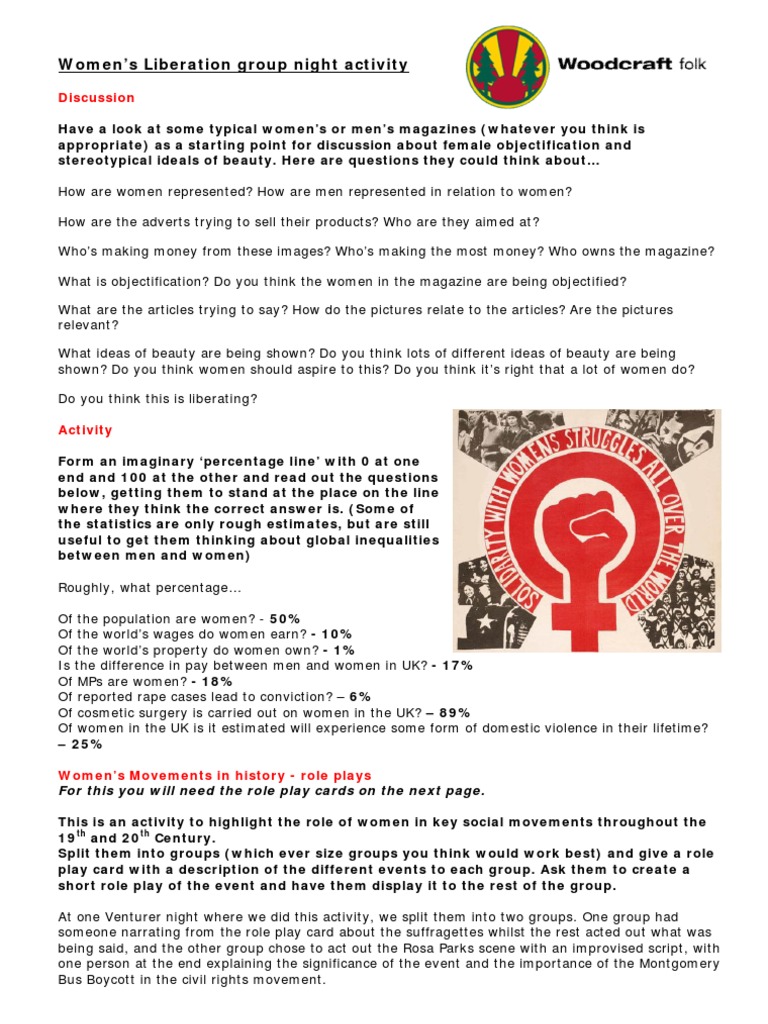 Women's Liberation Activities and Discussions | PDF | Feminism | Gender ...