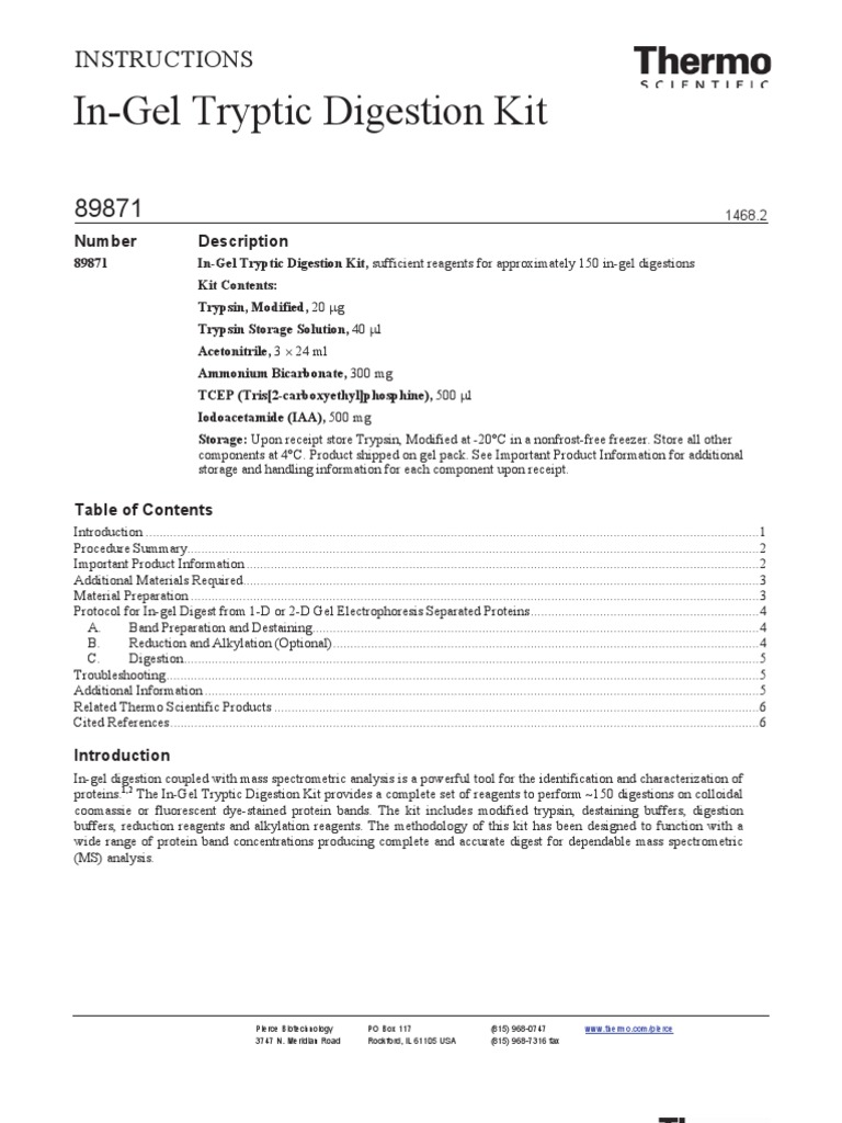 In Gel Tryptic Digestion | PDF | Gel Electrophoresis | Biochemistry