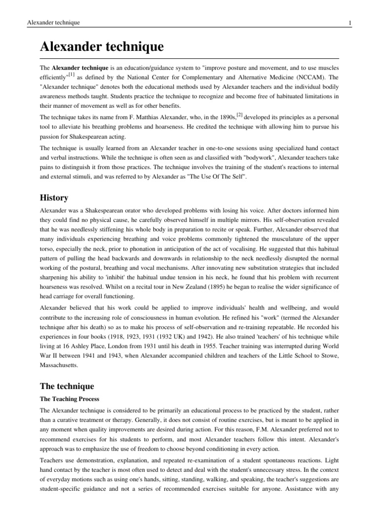 An Introduction to the Alexander Technique: History, Principles, and ...