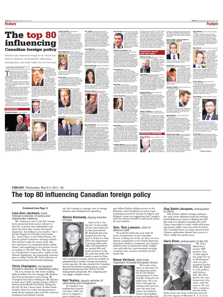 Top 80 List Embassy Magazine | PDF | Canada | European Union