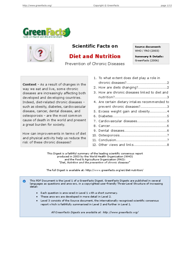 Diet Nutrition Greenfacts | PDF | Diabetes Mellitus | Obesity