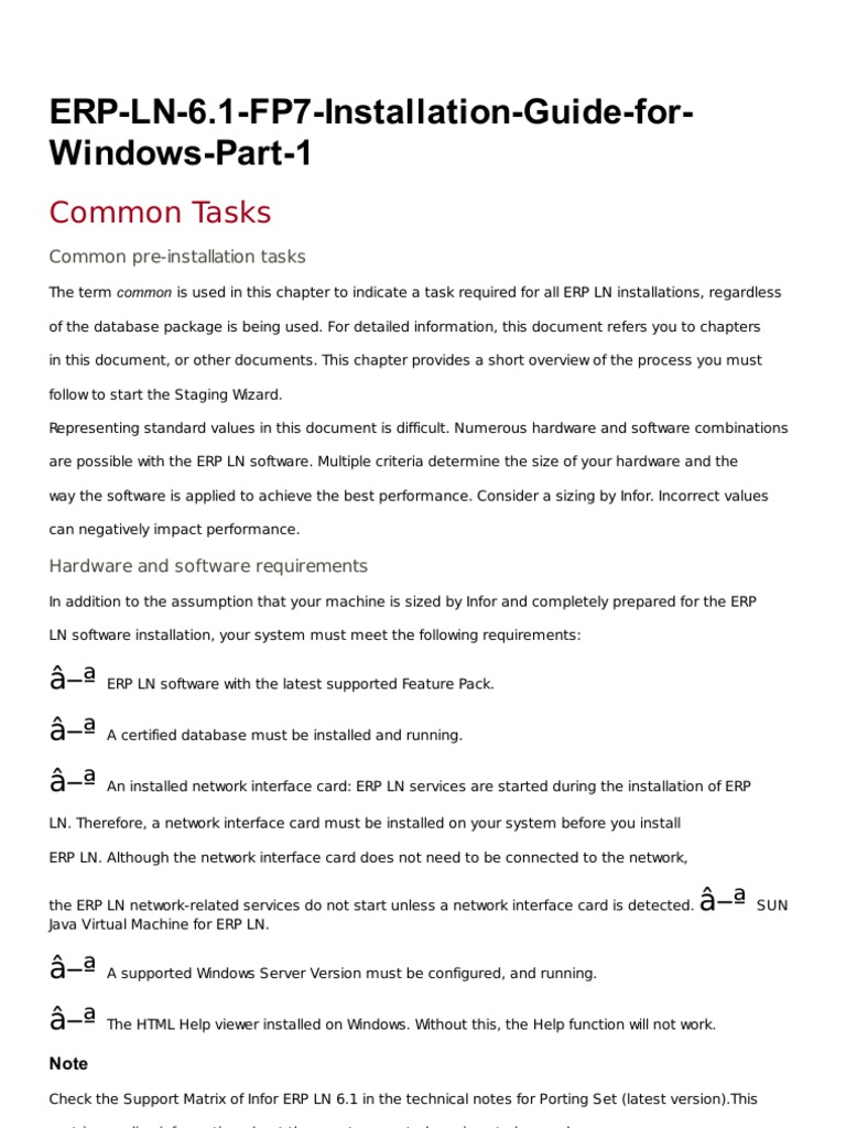 ERP LN 6.1 FP7 Installation Guide For Windows Part 1 | PDF | Hard Disk ...