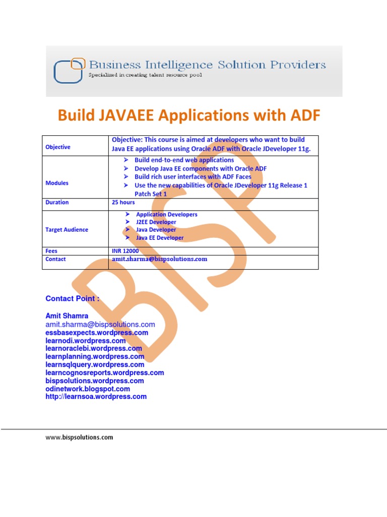 ADFCoursecontent PDF | PDF | Java Server Faces | Model–View–Controller