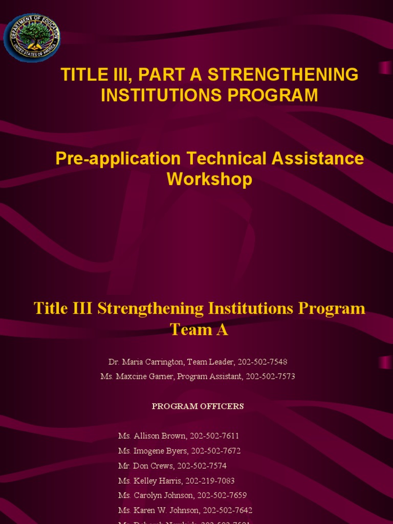 Title III Strengthening Institutions Program Guide | PDF