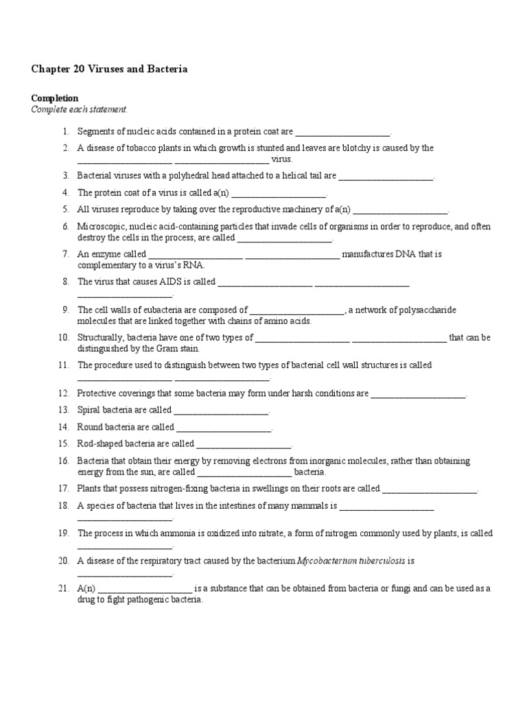 Chapter 20: Viruses and Bacteria Answers | PDF | Bacteria | Virus