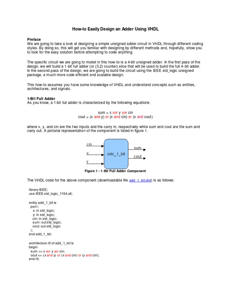 VHDL ALU Tutorial | PDF | Vhdl | Computer Engineering VHDL ALU Tutorial | PDF | Vhdl | Computer Engineering